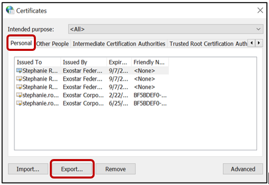 How to Backup Certificates - MyExostar