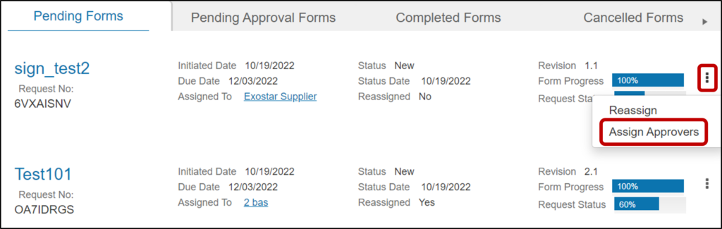 Supplier Management Assign Approvers - MyExostar