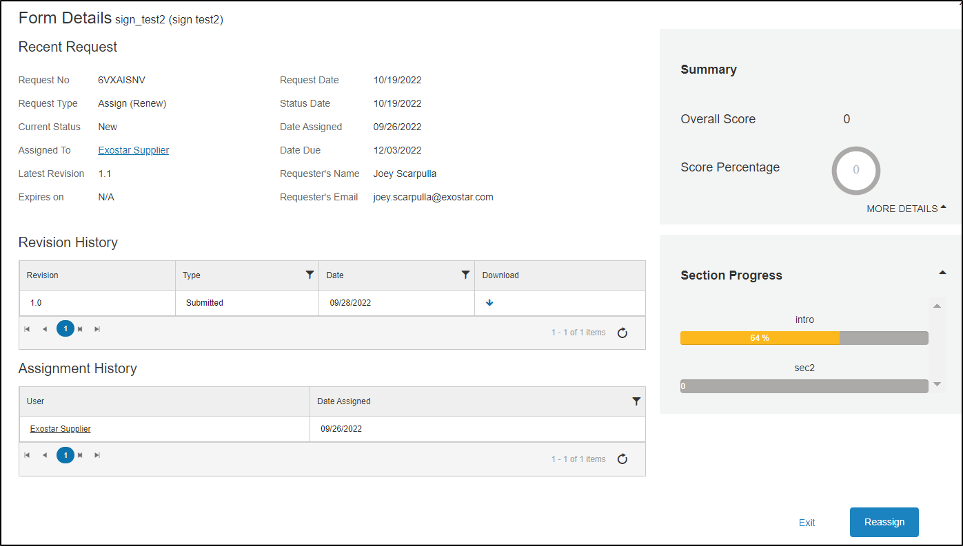 Supplier Management Form Details - MyExostar