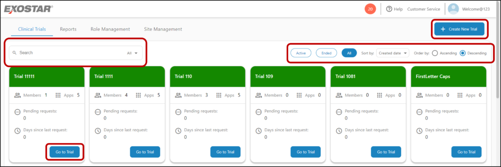 CTAM Dashboard Navigation - MyExostar